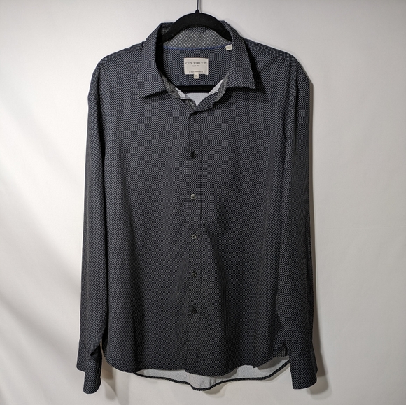 Construct | Shirts | Construct Dress Shirt Black W White Dots Xl | Poshmark